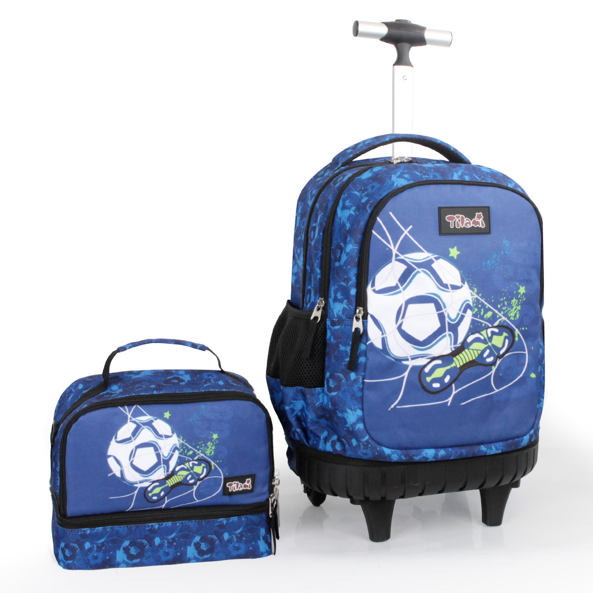 Sports Blue Rolling Backpack with Lunch Bag | Tilami – Tilamionline