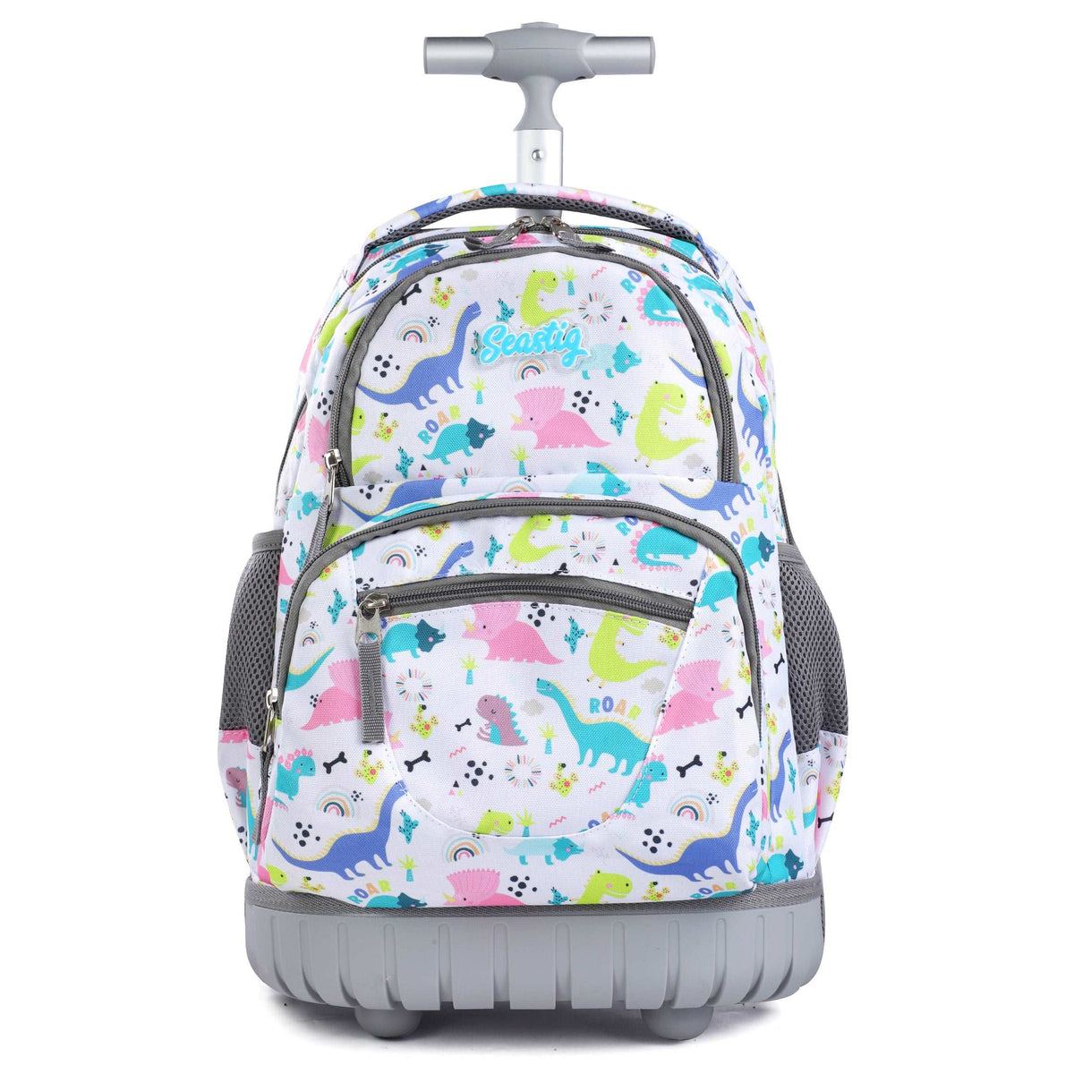 seastig 16 inch White Litter Dinosaur Rolling Backpack for Kids ...