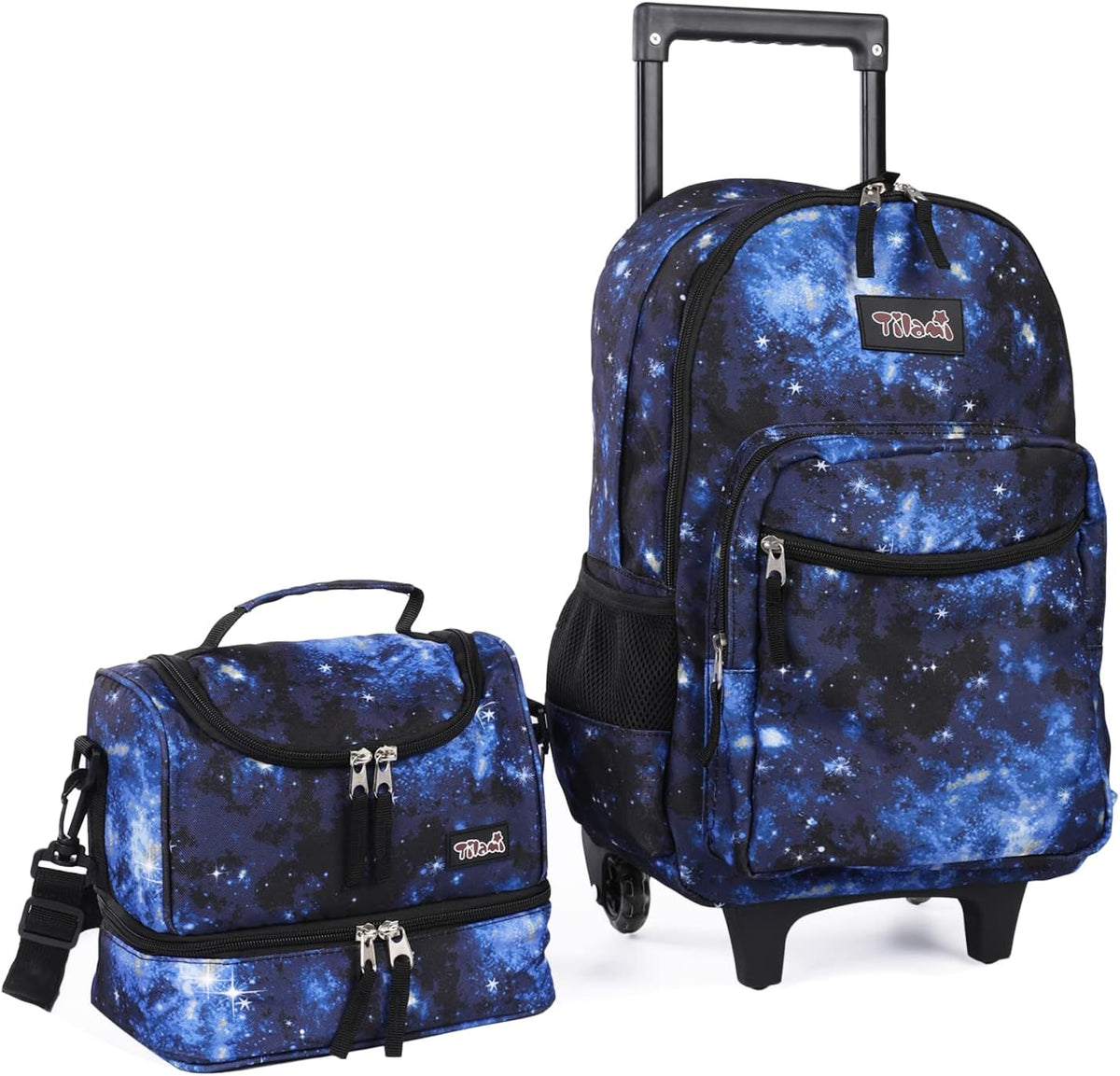 Tilami Galaxy Blue Rolling Backpack 18 inch Double Handle with Lunch B ...