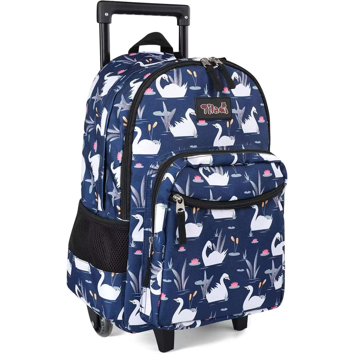 Girls Swan Blue Rolling Backpack | Tilami Backpacks – Tilamionline